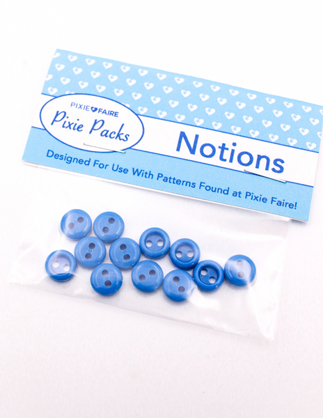 Pixie Packs Buttons - Cornflower Blue 2-Hole 3/8"
