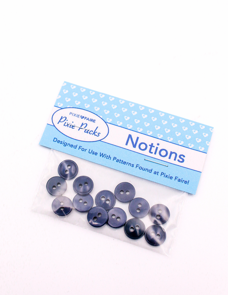 Pixie Packs Buttons - Navy Blue 2-Hole Resin 3/8"