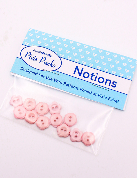 Pixie Packs Buttons - Pink Flower 3/8"
