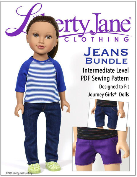 Liberty Jane Jeans Bundle Doll Clothes Pattern For Journey Girls Dolls