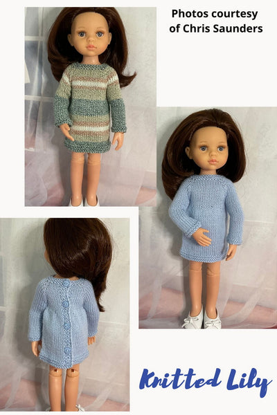 Knitted Lily Calla Tunic PDF Knitting Pattern for 13" Paola Reina Dolls