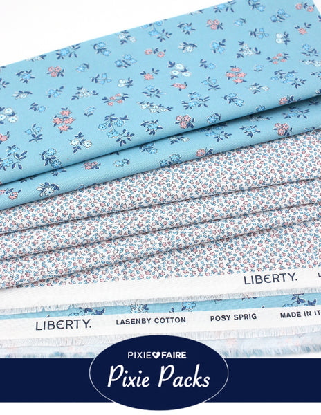 Pixie Pack Liberty Fabrics Posy Spring and Little Buds - Blue