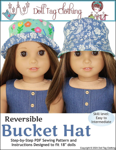 Doll Tag Clothing Reversible Bucket Hat 18 inch Doll Clothes Crochet ...