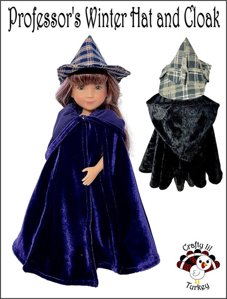 Professor's Winter Hat and Cloak 12" Doll Clothes Pattern fits Siblies ...