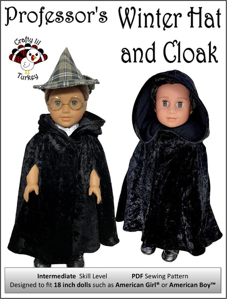 Professor's Winter Hat and Cloak 18" Doll Clothes Pattern fits American ...