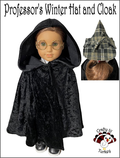 Professor's Winter Hat and Cloak 18" Doll Clothes Pattern fits American ...
