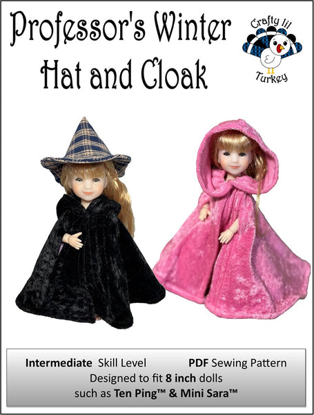 Crafty Lil Turkey Professor's Winter Hat and Cloak 8" Doll Clothes ...