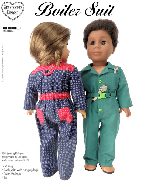 Genniewren Designs Boiler Suit Doll Clothes Pattern 18 inch American ...