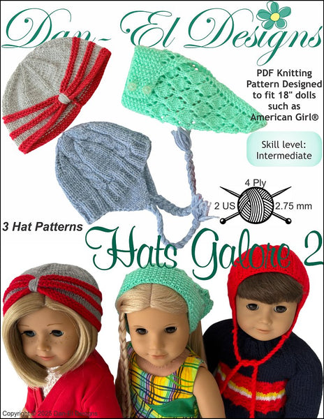 Dan-El Designs Hats Galore 2 Doll Clothes Knitting Pattern 18 inch ...
