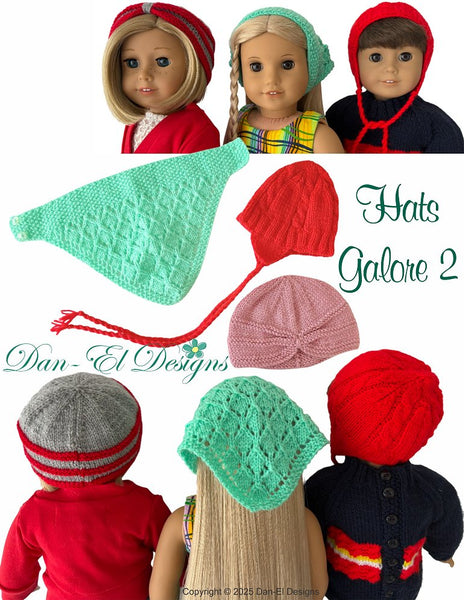 Dan-El Designs Hats Galore 2 Doll Clothes Knitting Pattern 18 inch ...