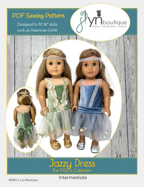 J Lyn Boutique The Jazzy Dress 18" Doll Clothes Pattern