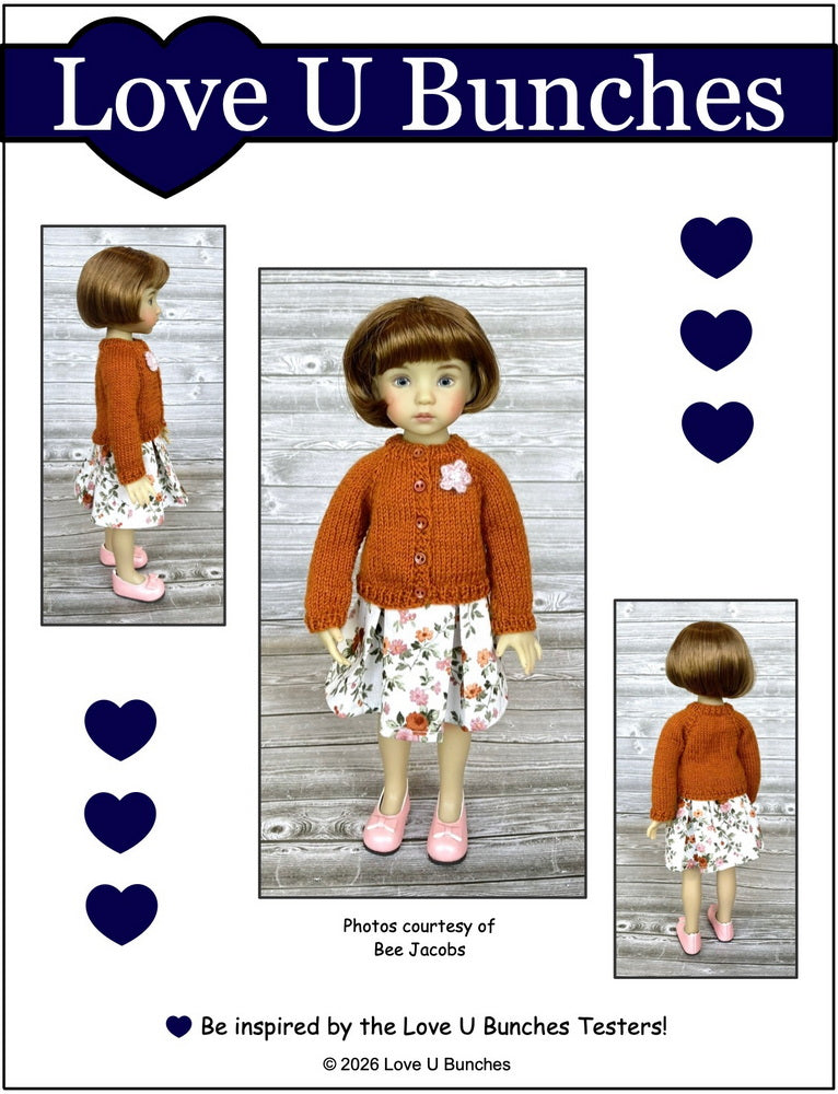 Love U Bunches Basic Cardigan 13" Doll Clothes Knitting Pattern for ...