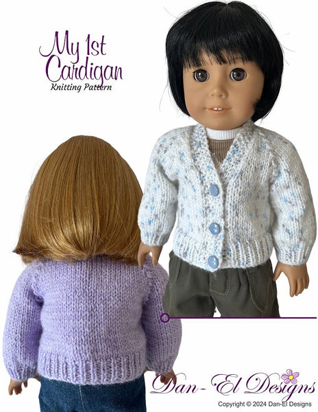 Dan-El Designs My 1st Cardigan Doll Clothes Knitting Pattern 18 inch ...