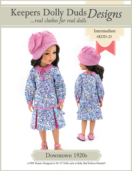 Keepers Dolly Duds Downtown 1920s 15 inch RRFF Doll Clothes PDF Pattern