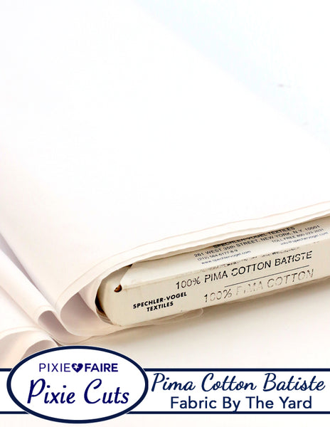 Pixie Cuts Fabric By The Yard - Pima Cotton Batiste White 1/2 Yard