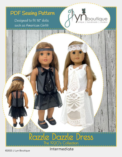 J Lyn Boutique Razzle Dazzle Dress 18" Doll Clothes Pattern