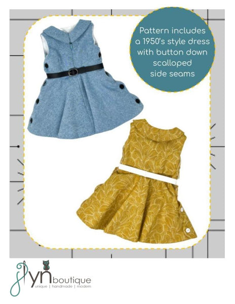 J Lyn Boutique The Lucille Dress 18" Doll Clothes Pattern