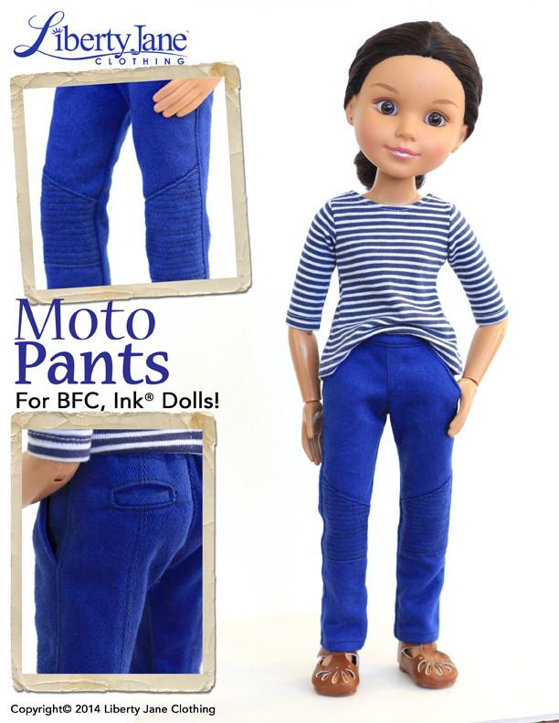 Liberty Jane Moto Pants Doll Clothes Pattern 18 inch BFC, Ink. Dolls
