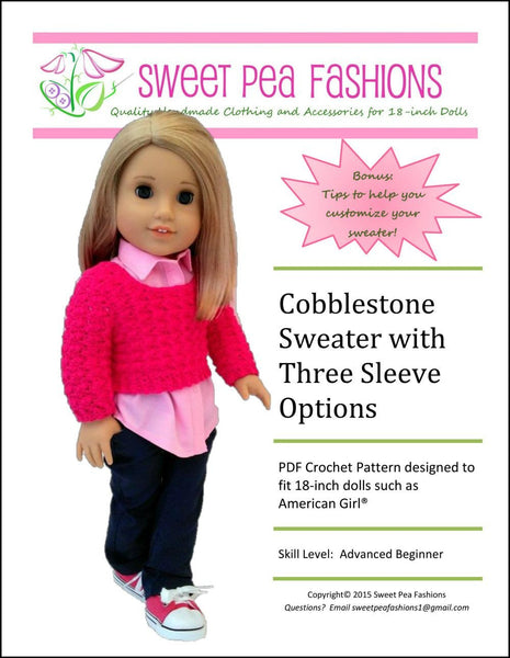Sweet Pea Fashions Cobblestone Sweater with Three Sleeve Options Doll ...