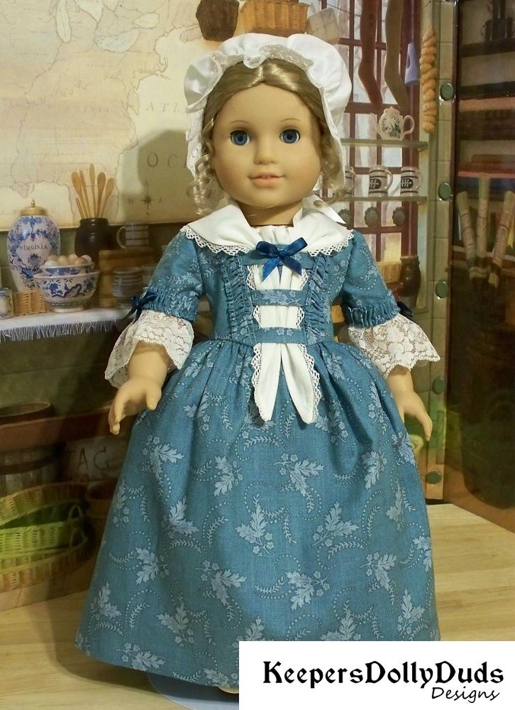 Keepers Dolly Duds Colonial Day Dress 18 inch Doll Clothes PDF Pattern