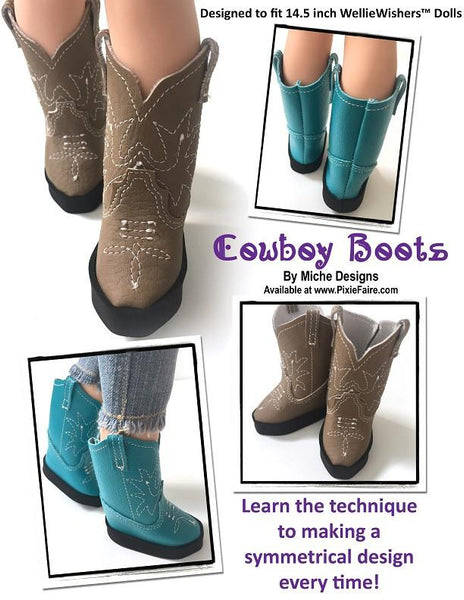 Miche Designs Cowboy Boots Doll Clothes Pattern WellieWishers Dolls