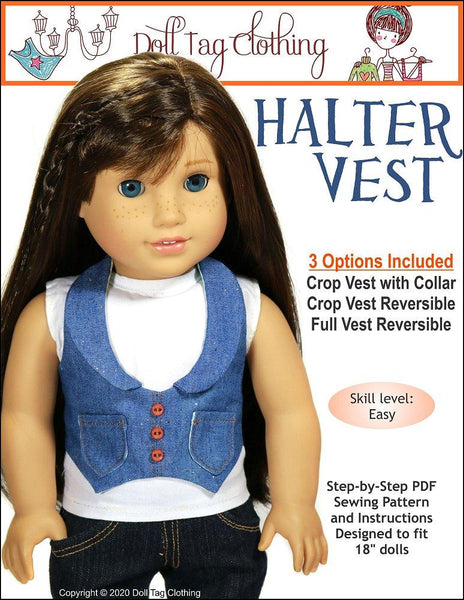 Halter Vest 18 inch Doll Clothes Pattern PDF Download