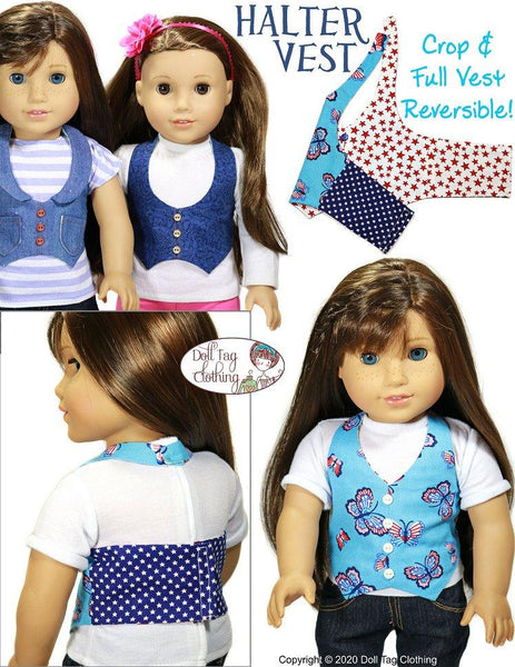 Halter Vest 18 inch Doll Clothes Pattern PDF Download