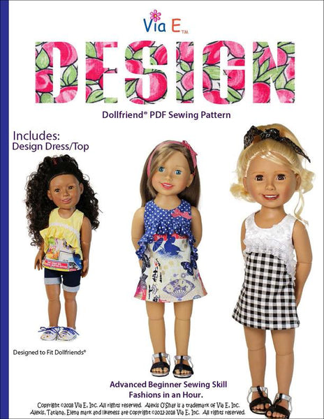 Via E Design Doll Clothes Pattern for 19 inch Dollfriends