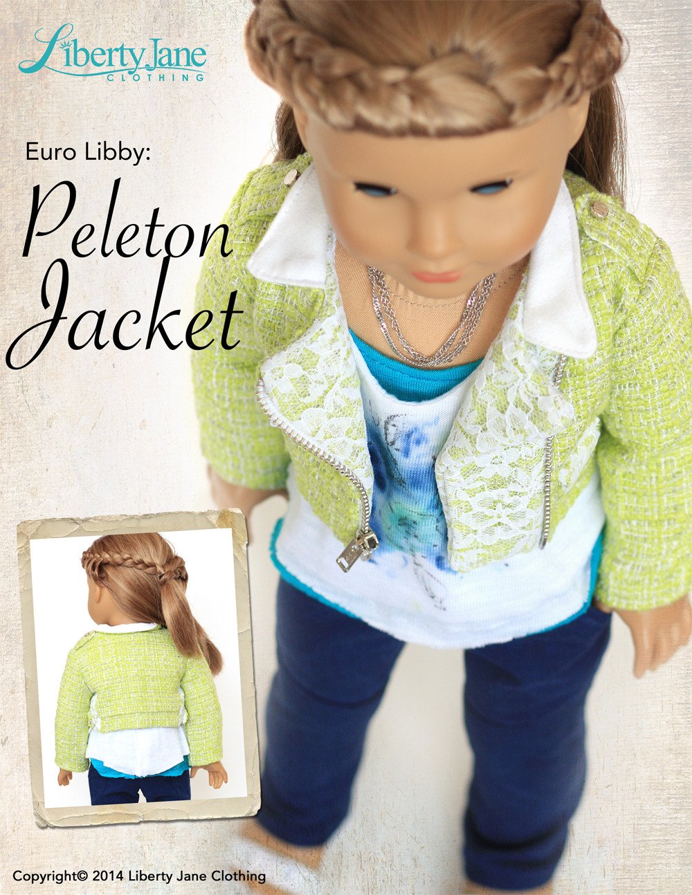 Liberty Jane Peleton Jacket 18 inch Doll Clothes Pattern PDF Download