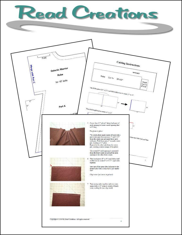 Read Creations Galactic Warrior Robe Doll Clothes Pattern 18 inch ...