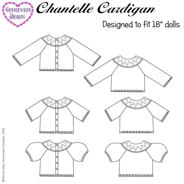 Genniewren Designs Chantelle Cardigan Doll Clothes Knitting Pattern 18 ...