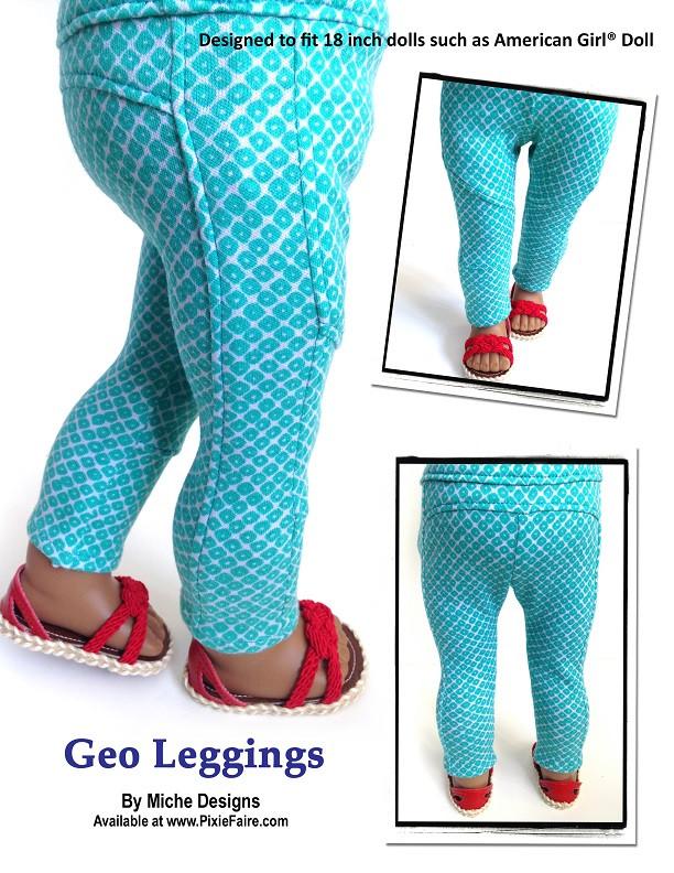 Miche Designs Geo Leggings Doll Clothes Pattern 18 inch American Girl Dolls