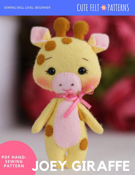 Cute Felt Patterns Joey Giraffe 6" Felt Plush Hand Sewing Pattern PDF