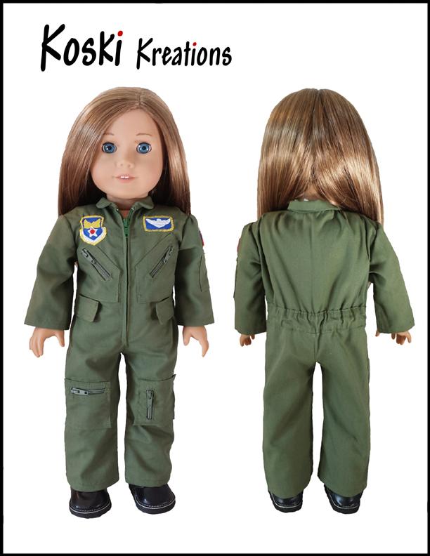 Koski Kreations Flight Suit Doll Clothes Pattern 18" American Girl Dolls