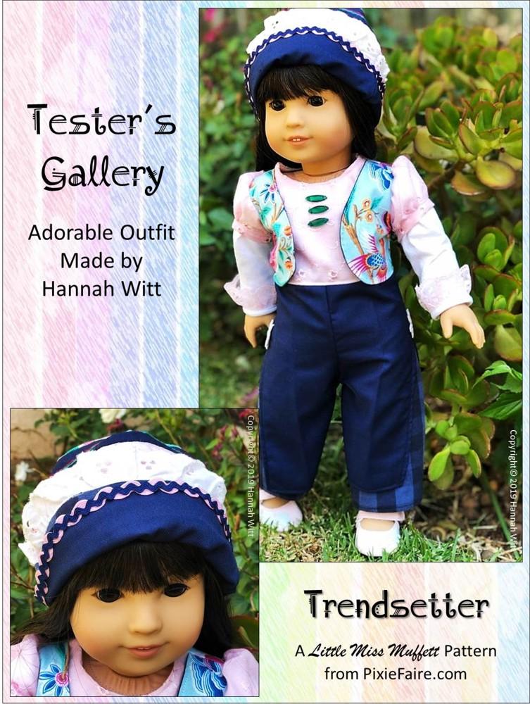 Little Miss Muffett Trendsetter Jumpsuit & Beanie 18" Doll Clothes Pattern