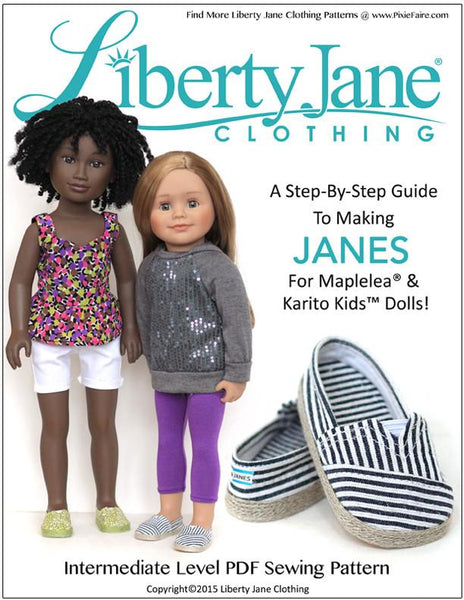Liberty Jane JANES Doll Clothes Pattern for Maplelea and Karito Kids Dolls