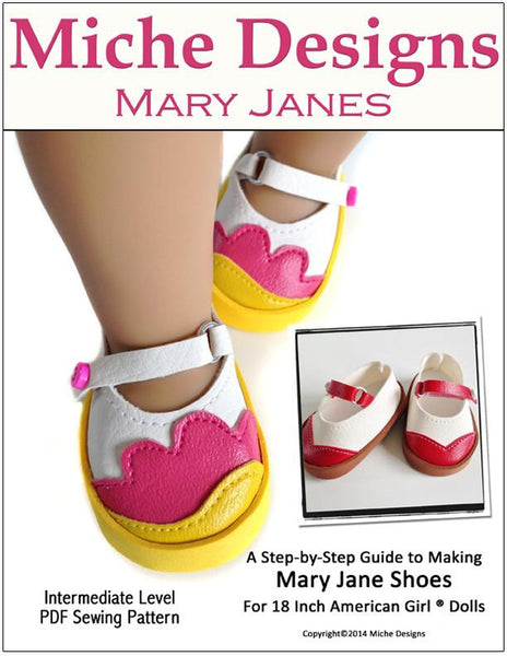 Mary Janes 18 inch Doll Shoes PDF Pattern Download