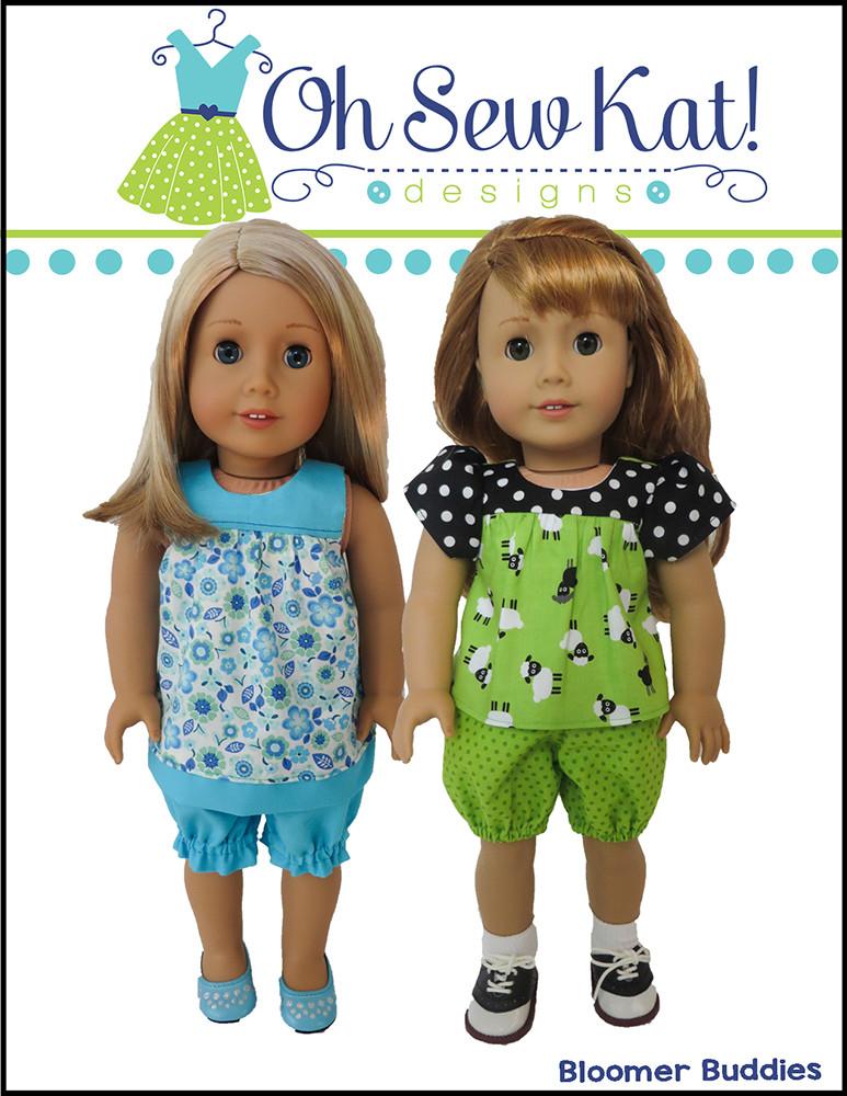 Oh Sew Kat Bloomer Buddies Doll Clothes Pattern 18 inch American Girl Dolls