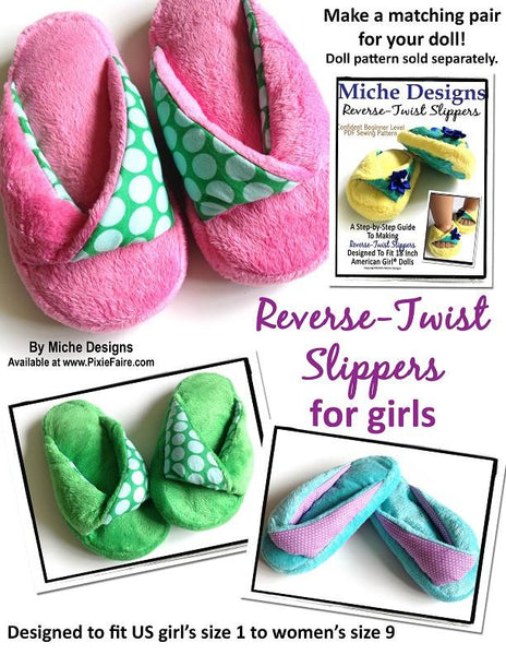Miche Designs Reverse-Twist Slipper Pattern for Girls