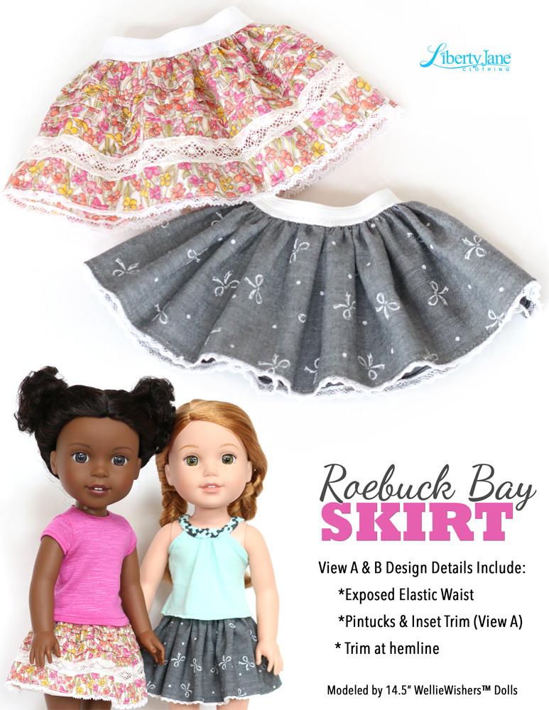 Liberty Jane Roebuck Bay Skirt Doll Clothes Pattern For 14-14.5 Inch Dolls