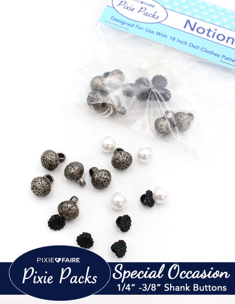 Pixie Packs 1/4" -3/8" Shank Buttons Special Occasion Collection