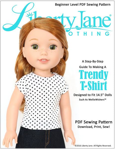 Liberty Jane FREE T-Shirt Doll Clothes Pattern For WellieWishers Dolls