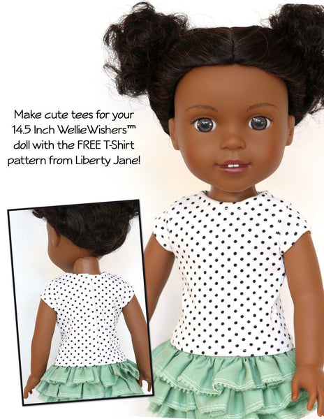 Liberty Jane FREE T-Shirt Doll Clothes Pattern For WellieWishers Dolls