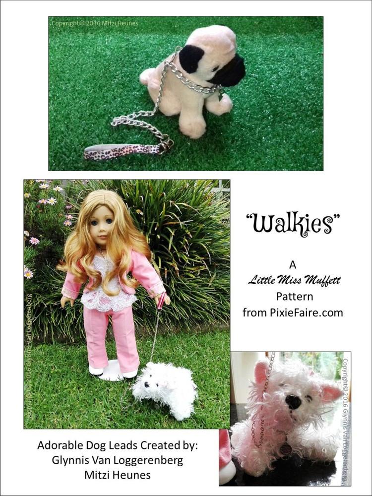 Little Miss Muffett Walkies Dog Lead Craft Pattern 18" Dolls