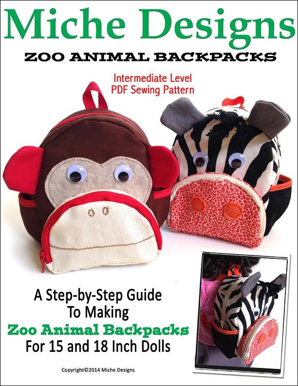 Miche Designs Zoo Animal Backpacks Doll Clothes Pattern 18 inch ...