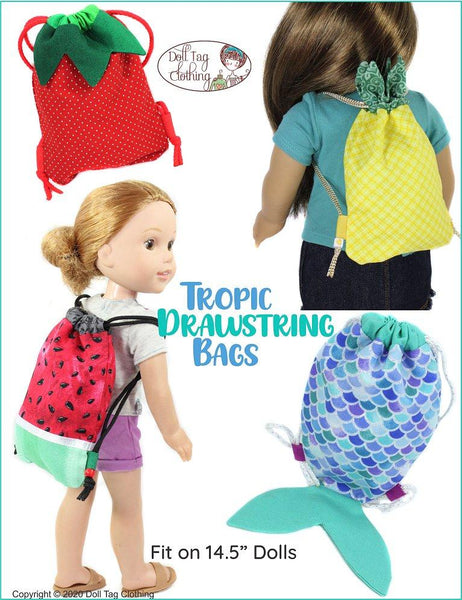 Doll Tag Clothing Tropic Drawstring Bags Doll Accessory Pattern 18 inch ...