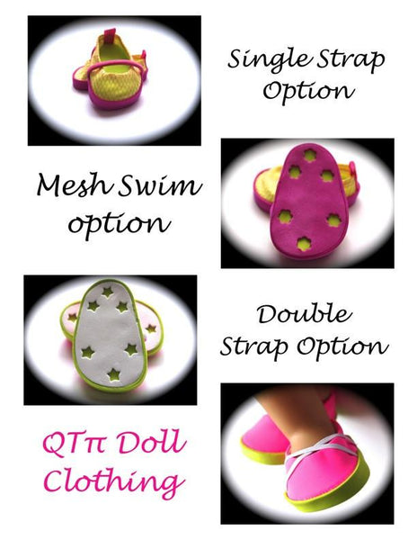 QTπ Pattern Co Everyday Trekker 18" Doll shoes PDF sewing pattern