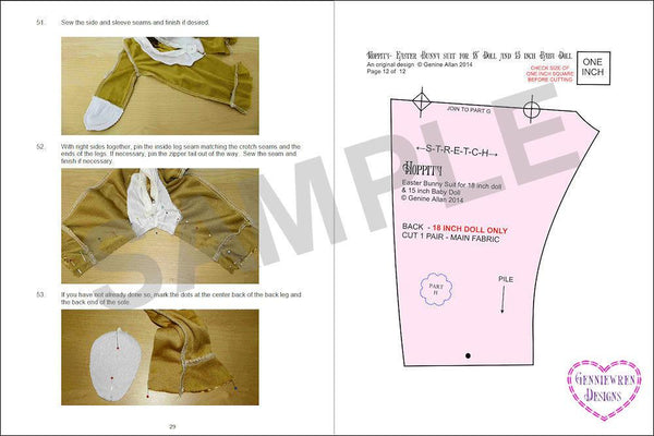 Hoppity Easter Bunny Outift 18 inch Doll Clothes PDF Pattern Download