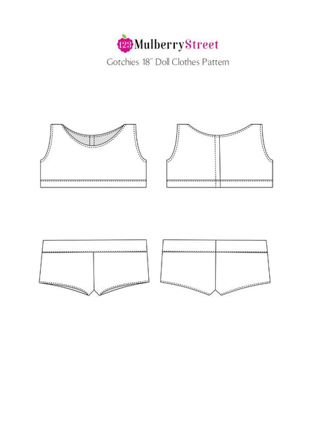 123 Mulberry Street Gotchies 18 inch Doll Clothes Pattern Fits American ...