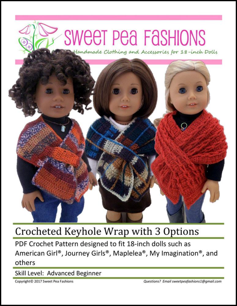 Sweet Pea Fashions Crocheted Keyhole Wrap with 3 Options Doll Clothes ...